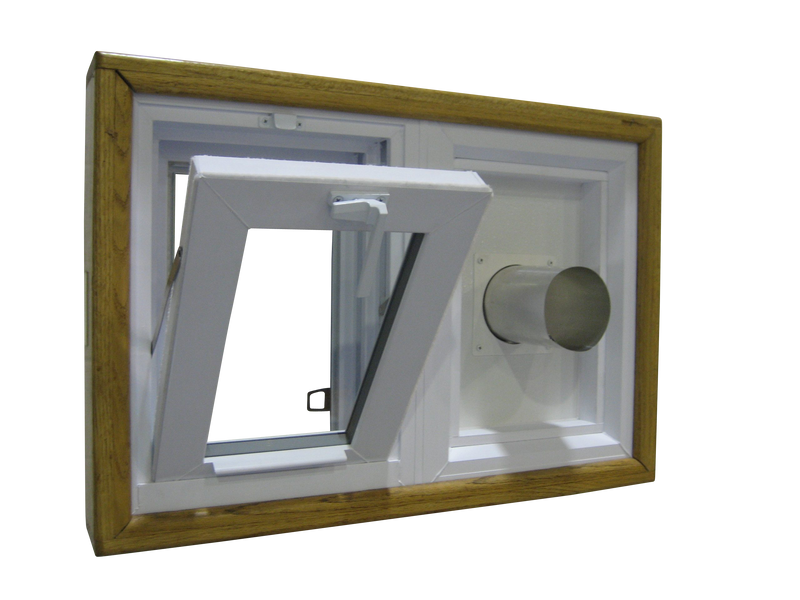 Hopper Window With Dryer Vent